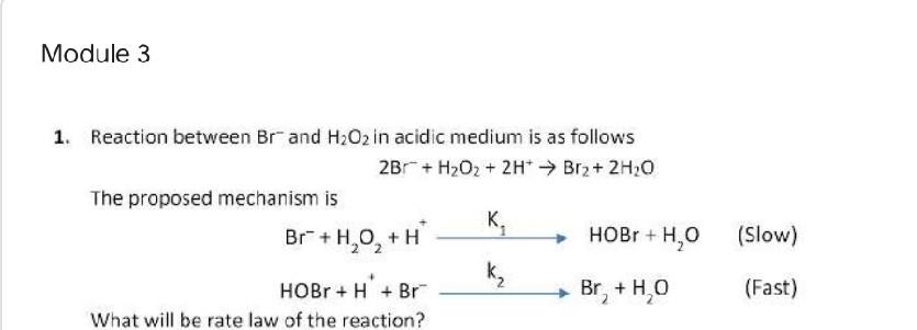 Solved Module 3 1. Reaction between Brand H2O2 in acidic | Chegg.com