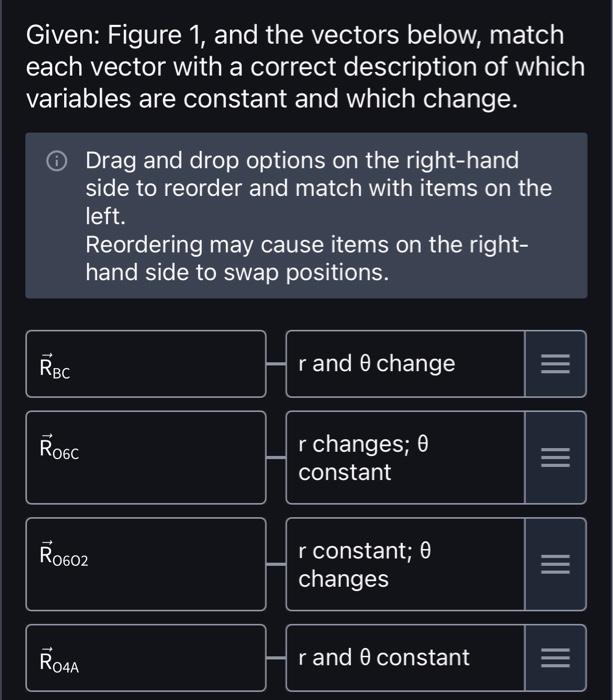 Given: Figure 1, and the vectors below, match each | Chegg.com