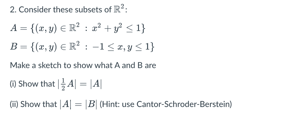 Solved Consider these subsets of R2 | Chegg.com