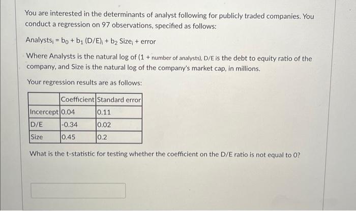 Solved You Are Interested In The Determinants Of Analyst