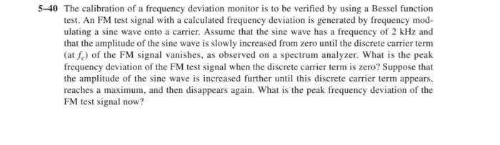 Solved 5-40 The calibration of a frequency deviation monitor | Chegg.com