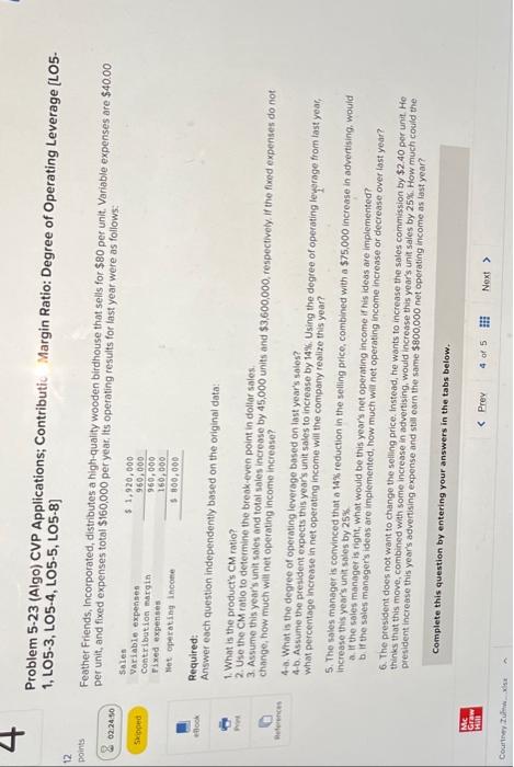Solved Problem 5-23 (Algo) CVP Applications; Contributic | Chegg.com