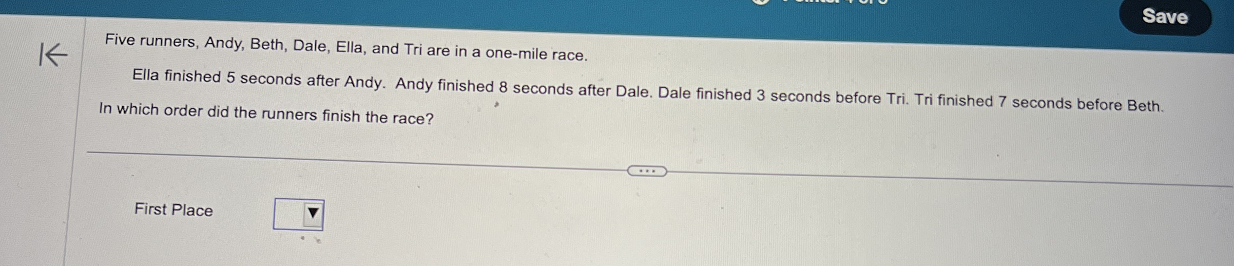 Five runners, Andy, Beth, Dale, Ella, and Tri are in | Chegg.com