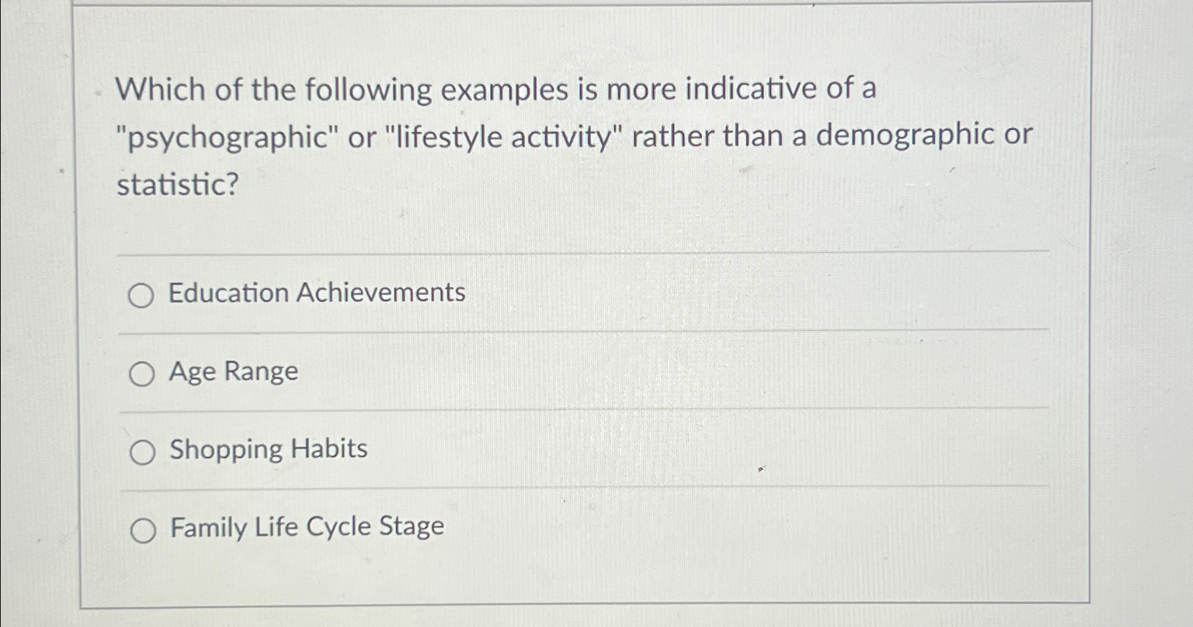 Solved Which of the following examples is more indicative of | Chegg.com