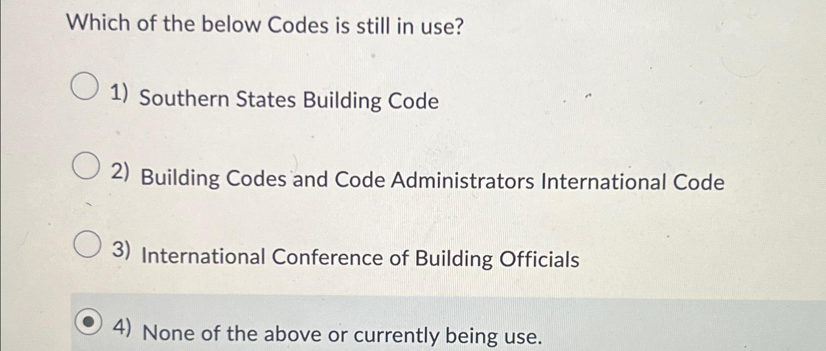 Solved Which of the below Codes is still in use?Southern | Chegg.com