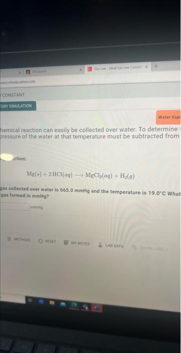 hemical reaction can easily be collected over water. | Chegg.com