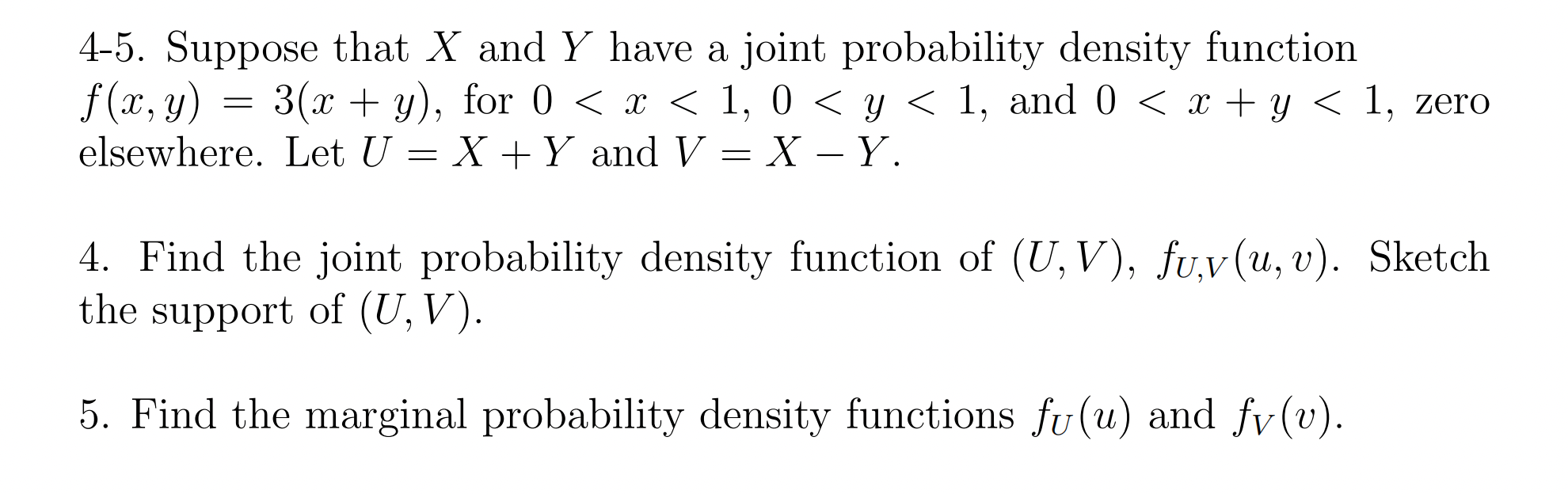 Solved 4-5. ﻿Suppose that x ﻿and Y ﻿have a joint probability | Chegg.com
