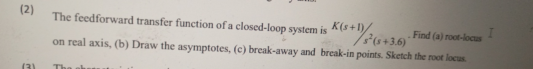 Solved (2) ﻿The feedforward transfer function of a | Chegg.com