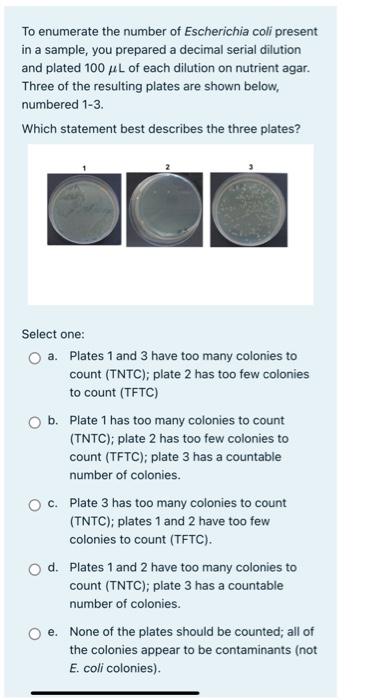 Solved To enumerate the number of colony forming units | Chegg.com