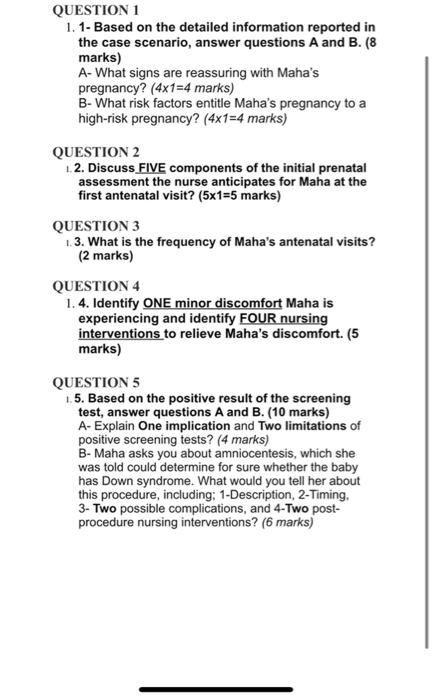 Solved Case Scenario Maha Rashid, age 40, G3P0+2, comes to | Chegg.com