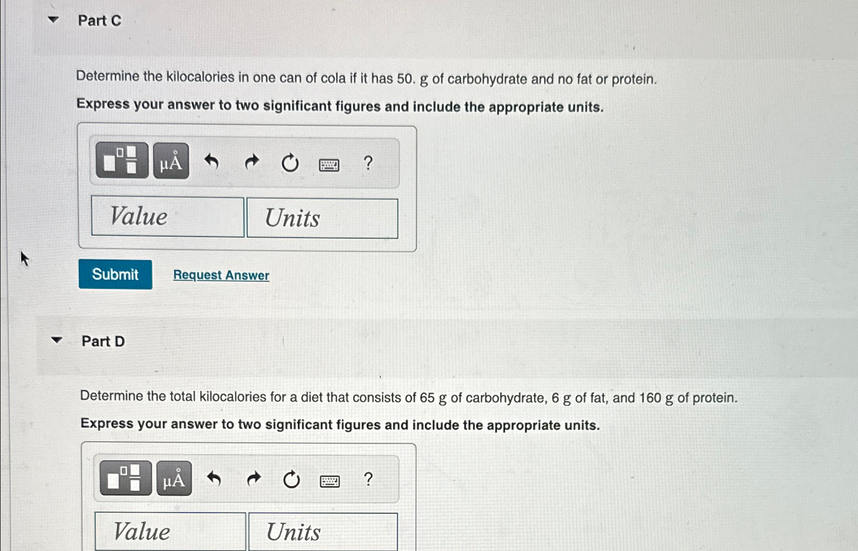 Solved Part CDetermine the kilocalories in one can of cola | Chegg.com