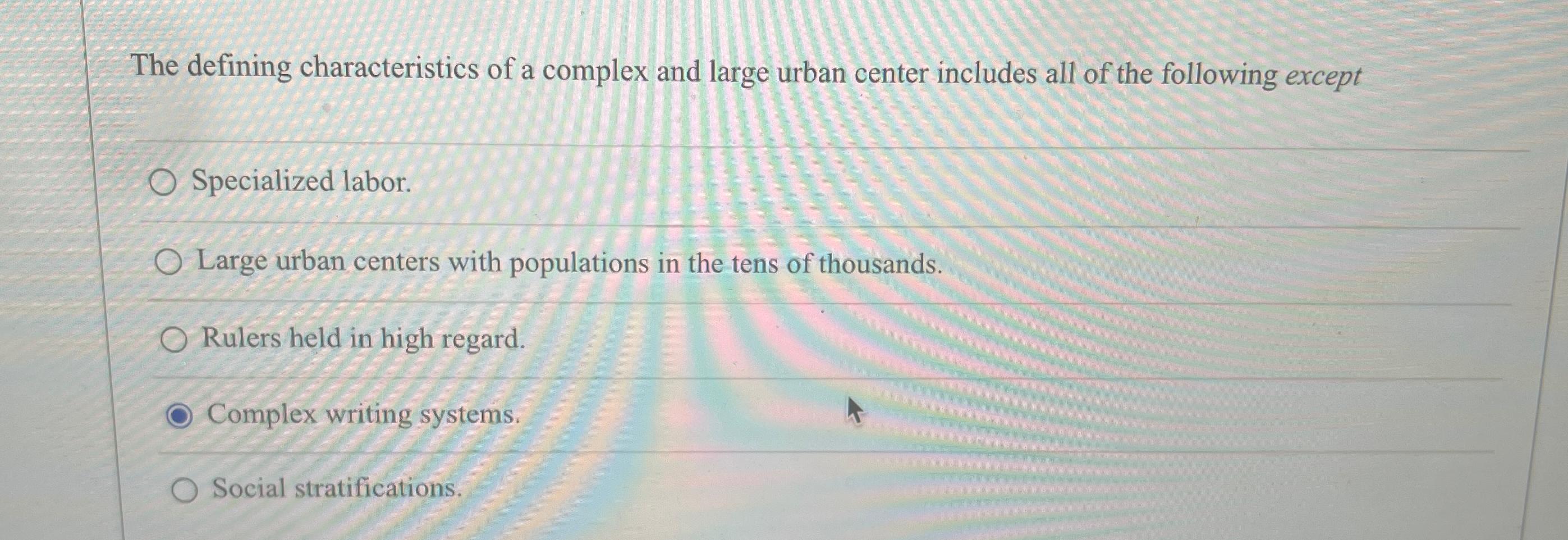 Solved The defining characteristics of a complex and large | Chegg.com