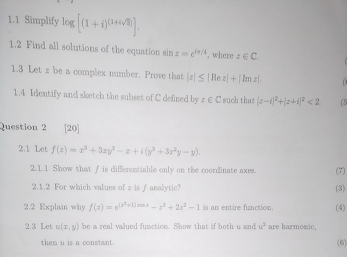 Solved 1.1 Simplify log[(1+i)(1+i3)]. 1.2 Find all solutions | Chegg.com