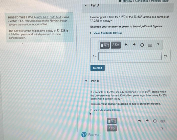 Solved Review Constants 1 Penodic Table Part A MISSED THIS? | Chegg.com