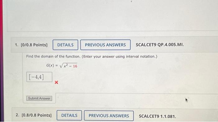 Solved Find the domain of the function. (Enter your answer | Chegg.com