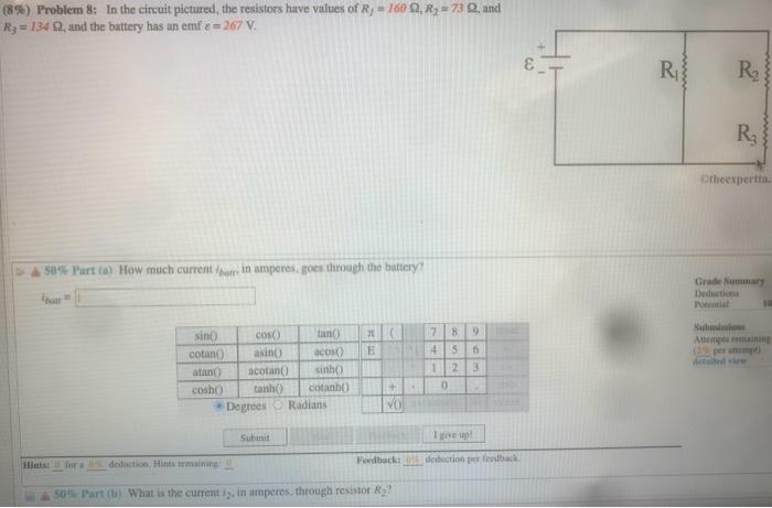 Solved (8\%) Problem 8: In the circuit pictured, the | Chegg.com