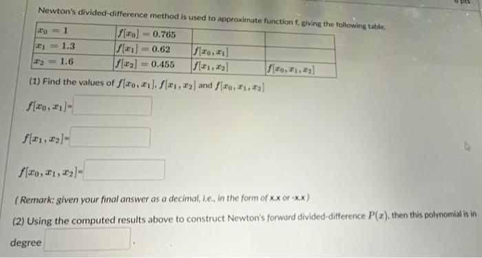 Solved Newton's divided-difference method is used to | Chegg.com