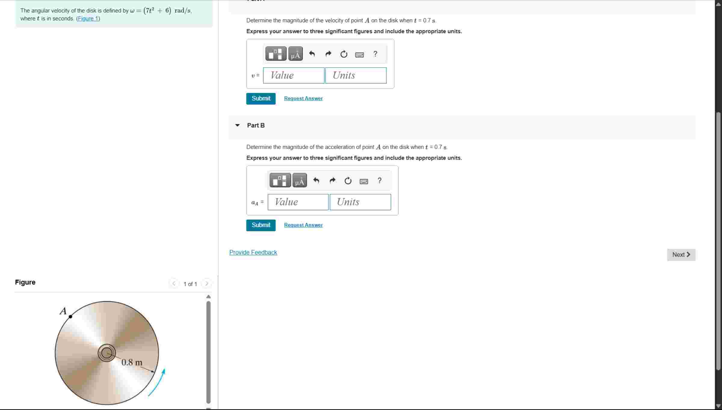 Solved The angular velocity of ﻿the disk is ﻿defined | Chegg.com