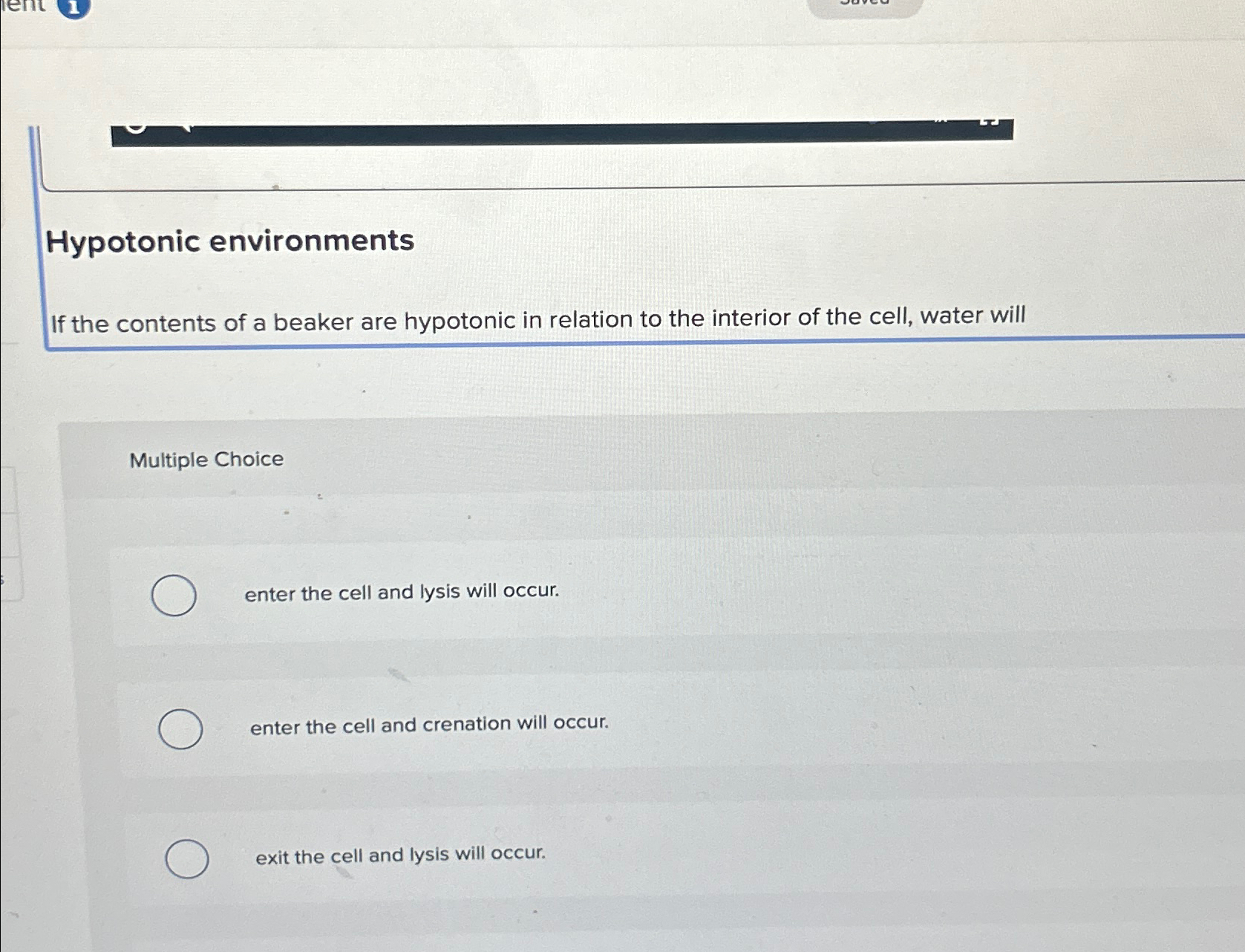Solved Hypotonic environmentsIf the contents of a beaker are | Chegg.com