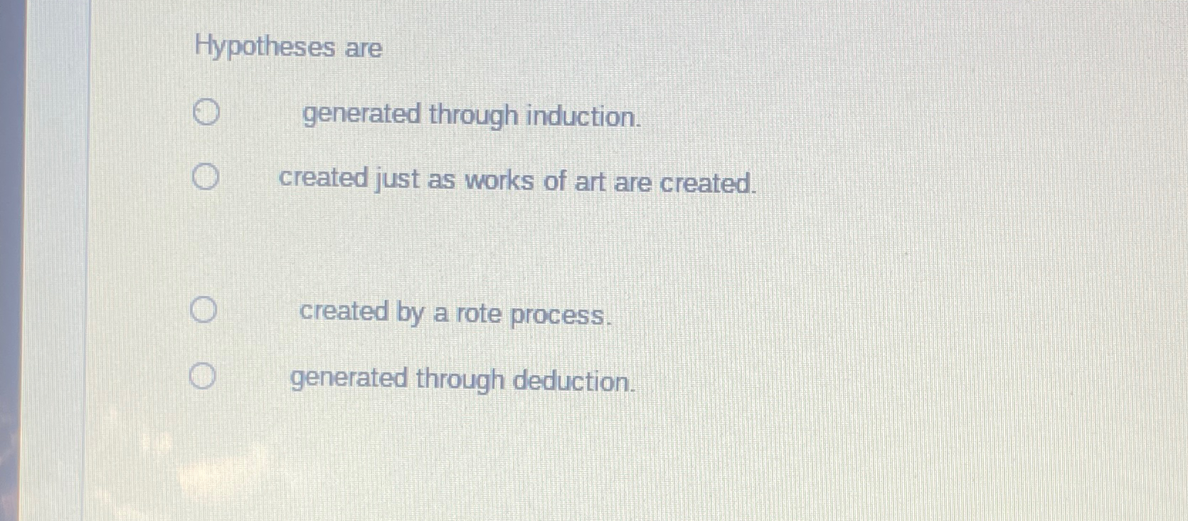 Solved Hypotheses aregenerated through induction.created | Chegg.com