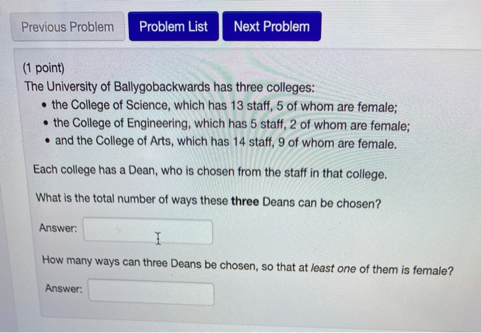 Solved Previous Problem Problem List Next Problem (1 point) | Chegg.com