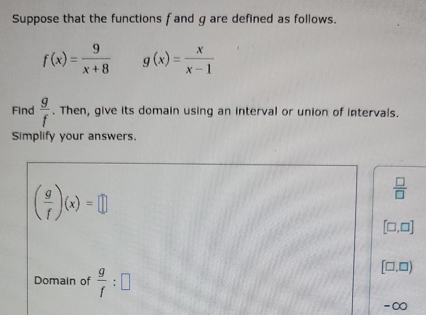 Solved Suppose that the functions f and g are defined as | Chegg.com