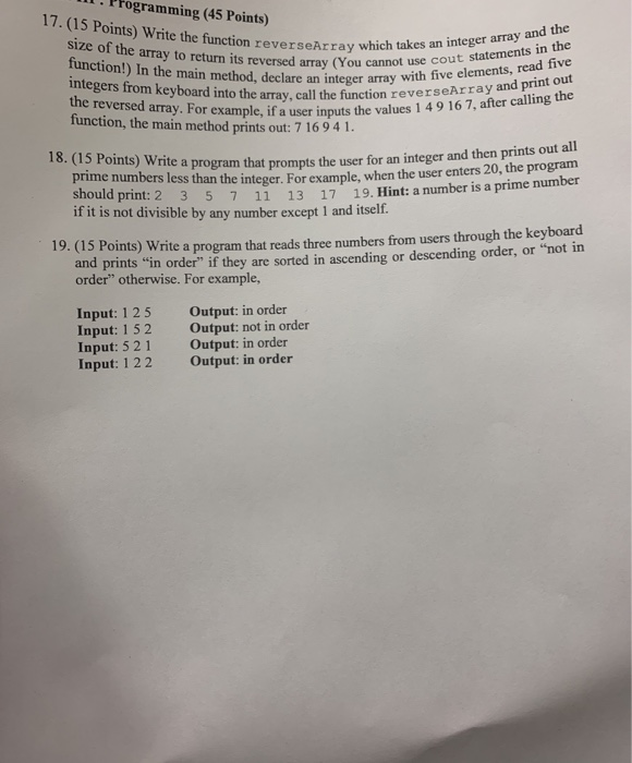 Solved gramming (45 Points) 17.(15 Points) Write the | Chegg.com