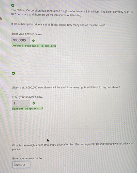 Solved Question #1.what is rhe ex-right price? question # | Chegg.com