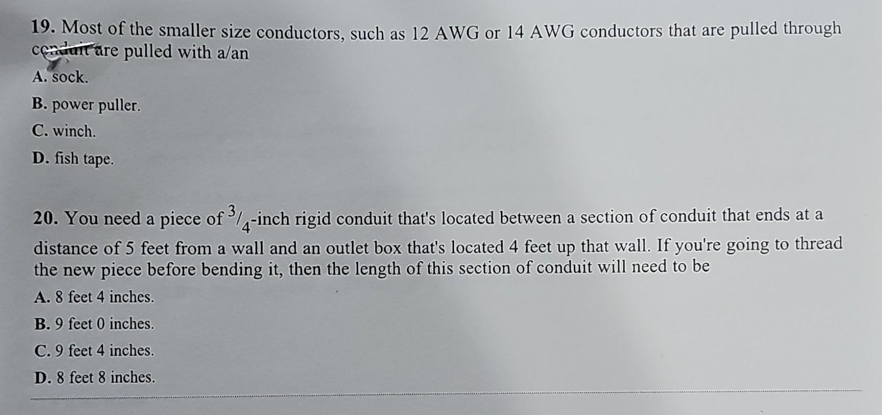 Solved 19. Most of the smaller size conductors, such as | Chegg.com