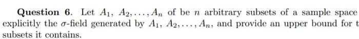 Solved Let A1, A2, . . . , An of be n arbitrary subsets of a | Chegg.com