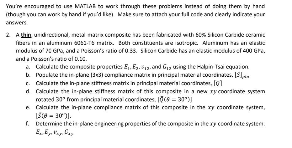 Solved You're encouraged to use MATLAB to work through these | Chegg.com