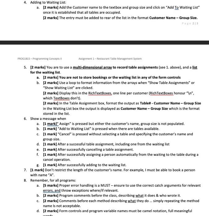 Solved Programming Concepts II - Assignment 1 - Restaurant | Chegg.com