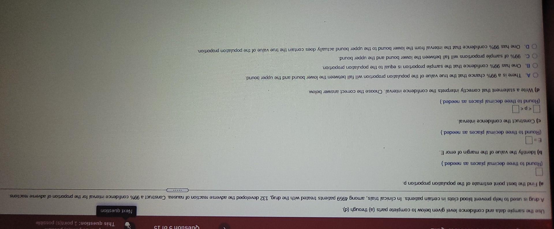 Solved Question 5 OT 15 This question: 1 points) possible | Chegg.com