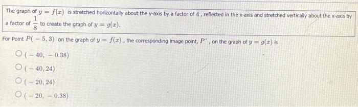 Solved The graph of y=f(x) is stretched horizontally about | Chegg.com