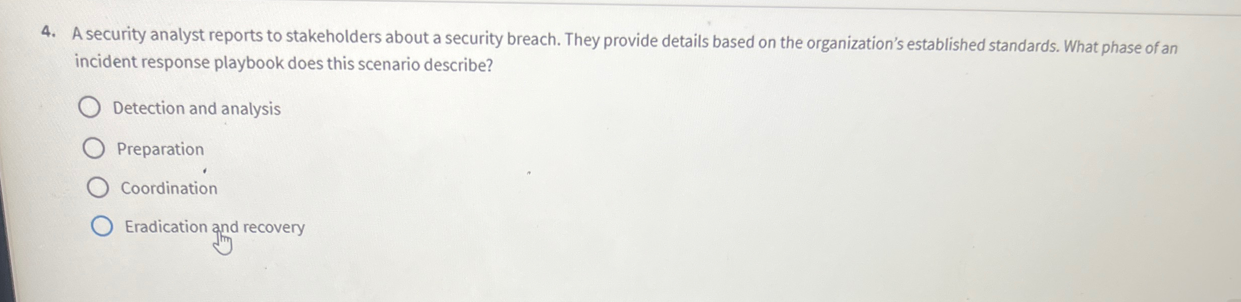Solved A security analyst reports to stakeholders about a | Chegg.com