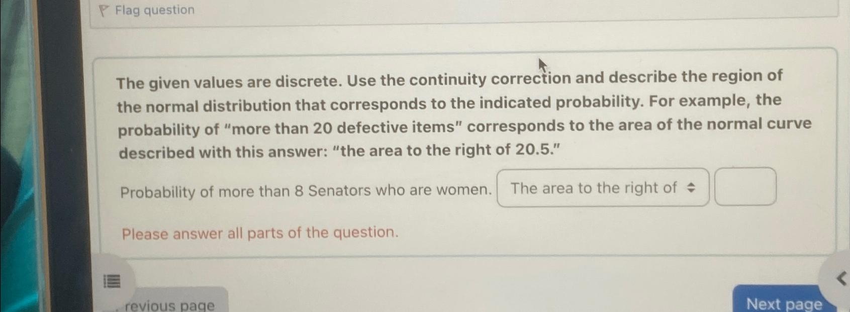 Solved Flag question\\nThe given values are discrete. Use | Chegg.com