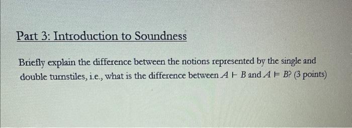 Solved Part 3: Introduction to Soundness Briefly explain the | Chegg.com