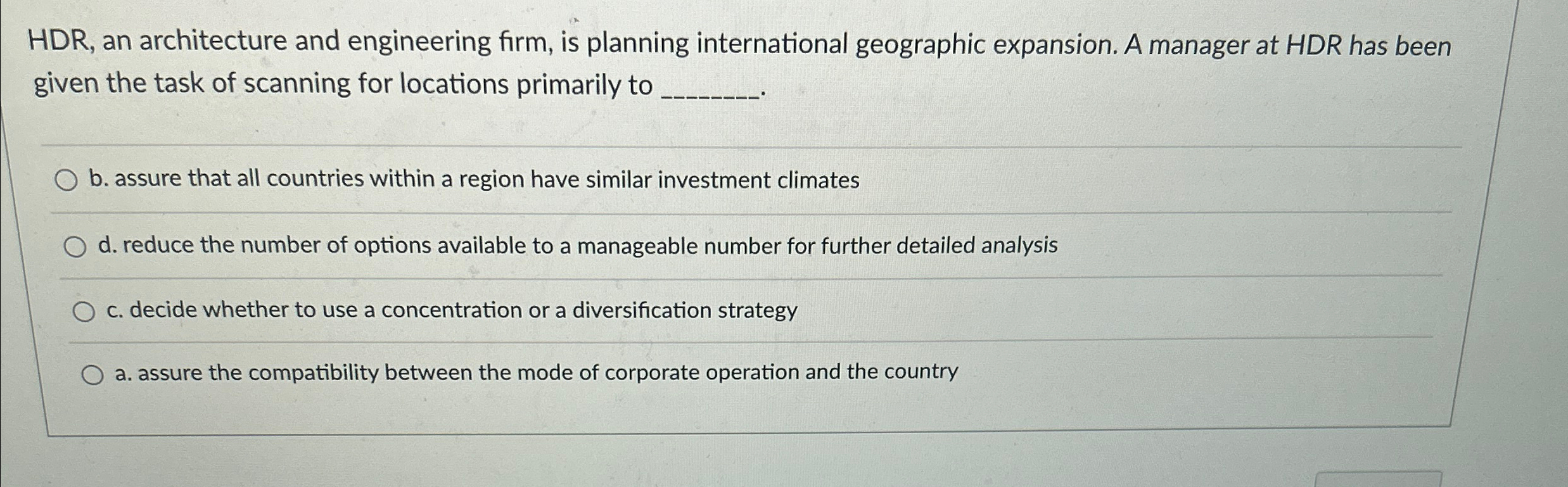 Solved HDR, ﻿an architecture and engineering firm, is | Chegg.com