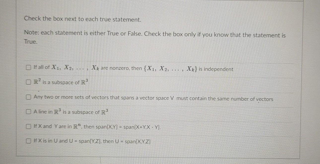 Solved Check the box next to each true statement. Note: each | Chegg.com