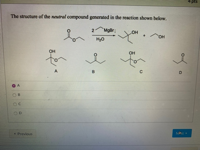 Solved 4 pts The structure of the neutral compound generated | Chegg.com