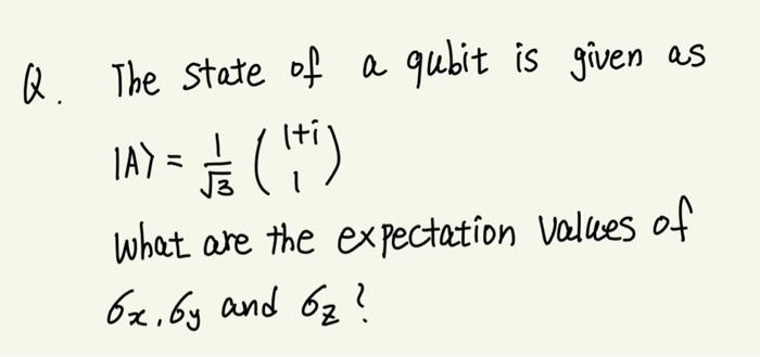 Solved Q. The state of a qubit is given as ∣A =31(1+i1) What | Chegg.com