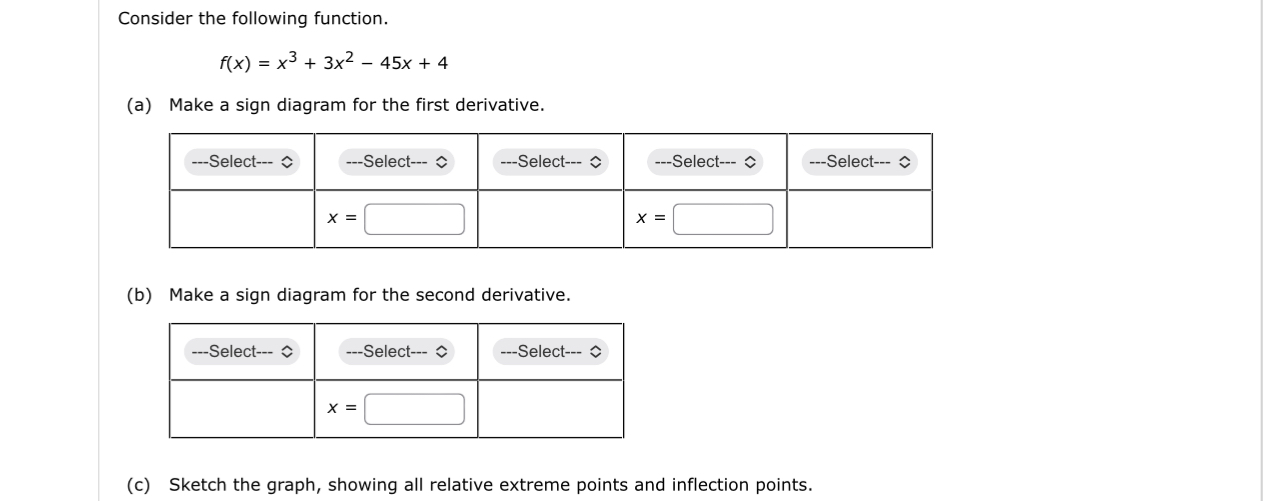 Consider the following function.f(x)=x3+3x2-45x+4(a) | Chegg.com