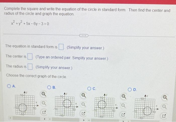 Solved Complete the square and write the equation of the | Chegg.com