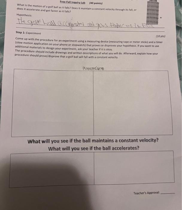 Free-Fall Inquiry Lab ( 40 points) What is the motion | Chegg.com