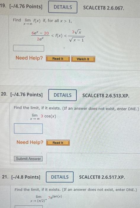 Solved [-/4.76 Points] SCALCET8 2.6.067. Find limx→∞f(x) if, | Chegg.com