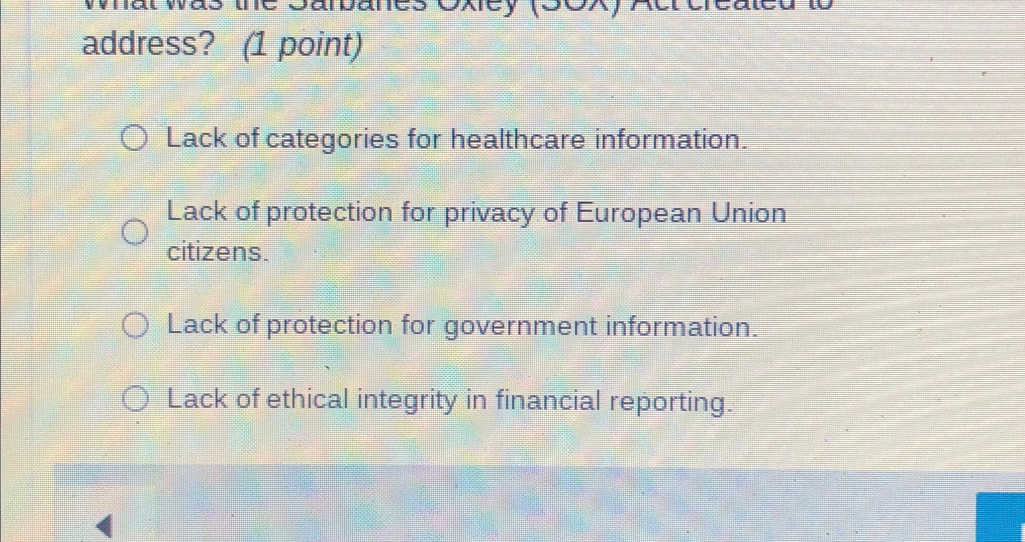 Solved address? (1 ﻿point)Lack of categories for healthcare | Chegg.com