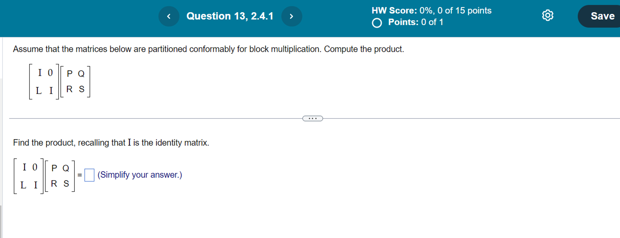 Solved Assume that the matrices below are partitioned | Chegg.com