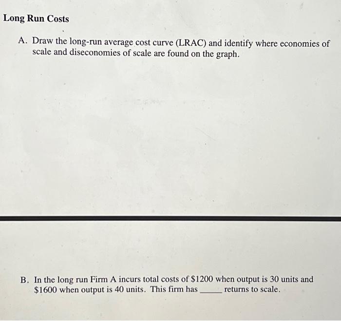 Solved A. Draw the long-run average cost curve (LRAC) and | Chegg.com