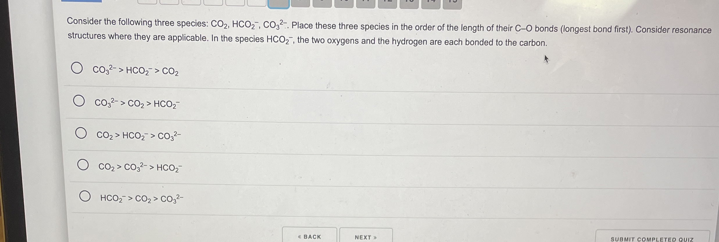 Solved Consider the following three species: | Chegg.com