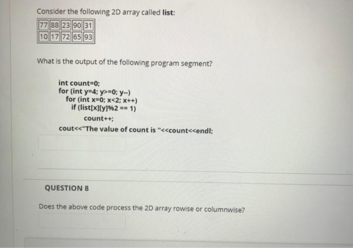 Solved QUESTION 4 What is the size of the following array? | Chegg.com